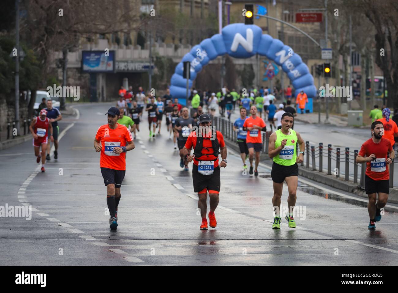 ISTANBUL, TURKEY - APRIL 04, 2021: Athletes running Istanbul Half ...
