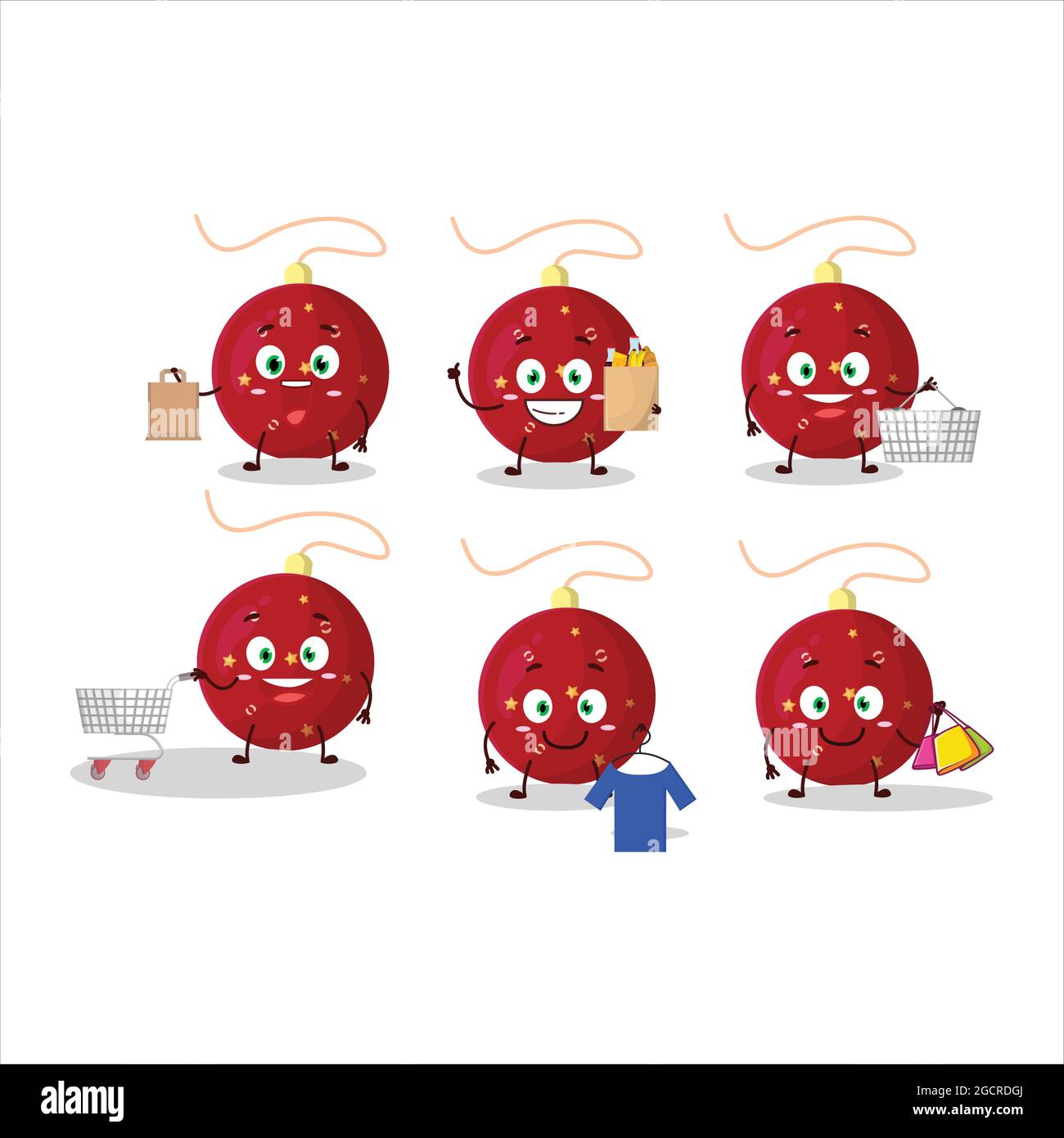 A Rich christmas lights red mascot design style going shopping. Vector ...