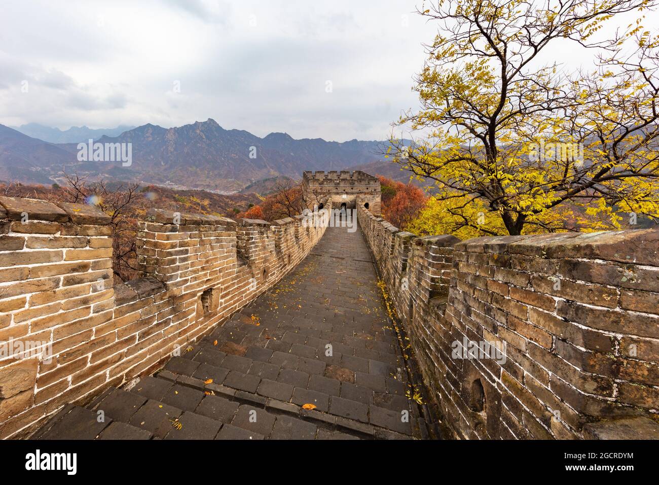 The great Wall of China in Autumn, in the mountains near Beijing. A ...