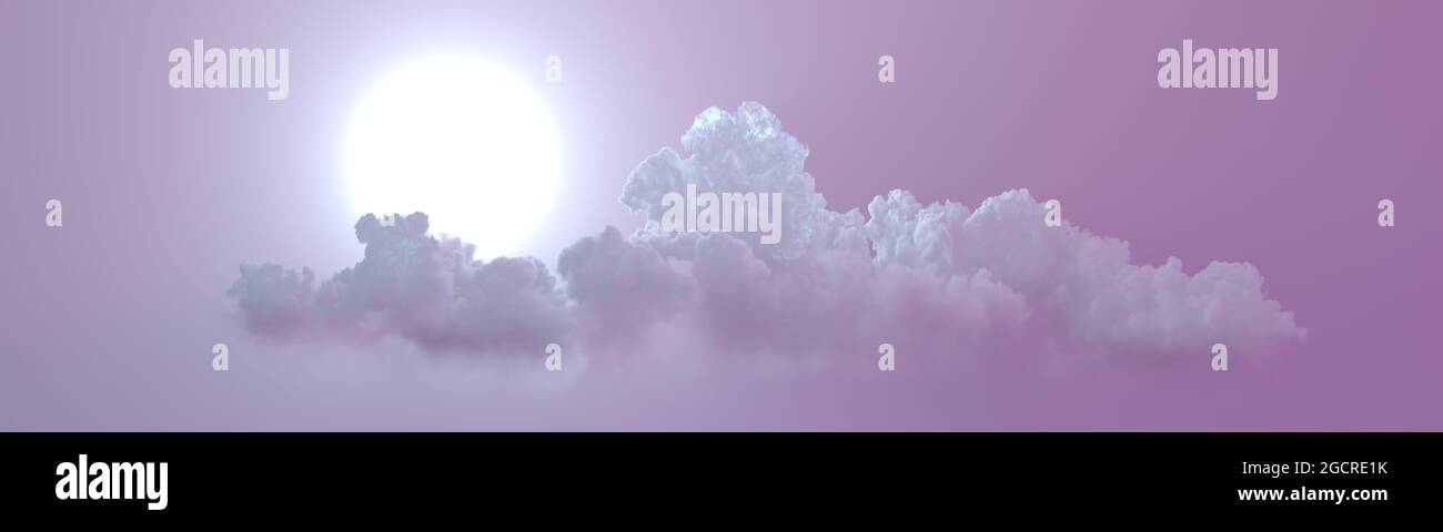 panoramic clouds sunrise with sun rays . nature 3D illustration Stock ...