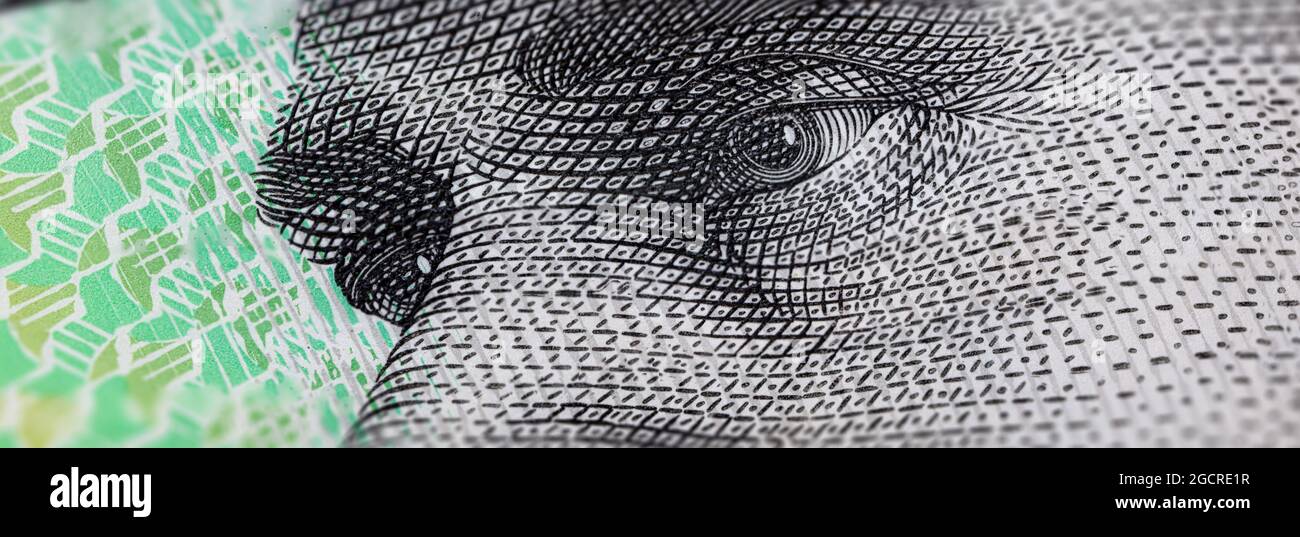 Macro photography of the microprint or microtext on the Australian 10 ...