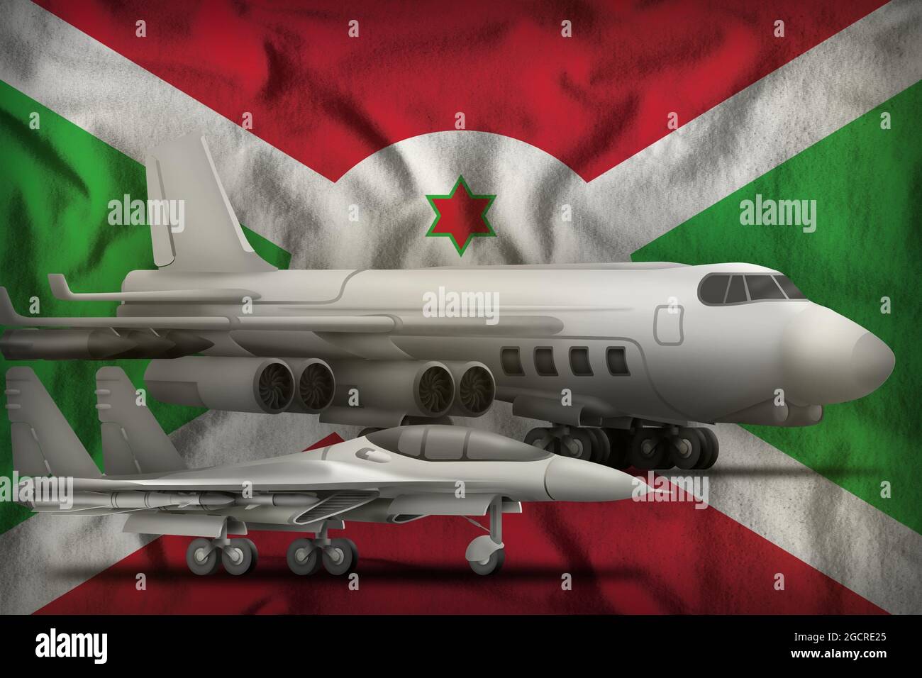 air forces on the Burundi flag background. Burundi air forces concept ...