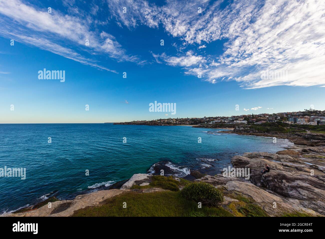 The rocky shoreline around Bondi beach, Sydney, Australia. Waves ...