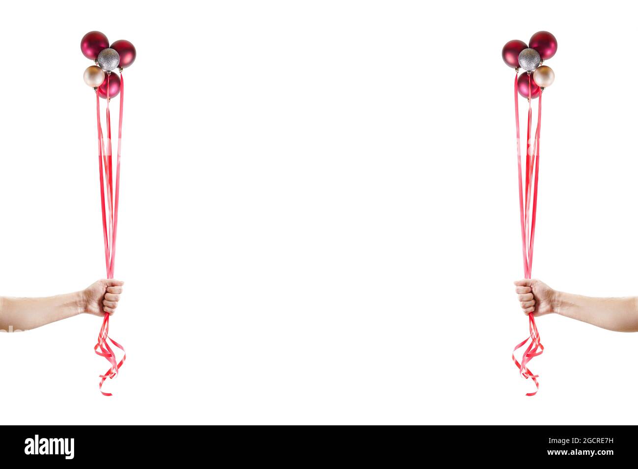 Christmas gift idea and retail offer banner with space for text. Hands ...