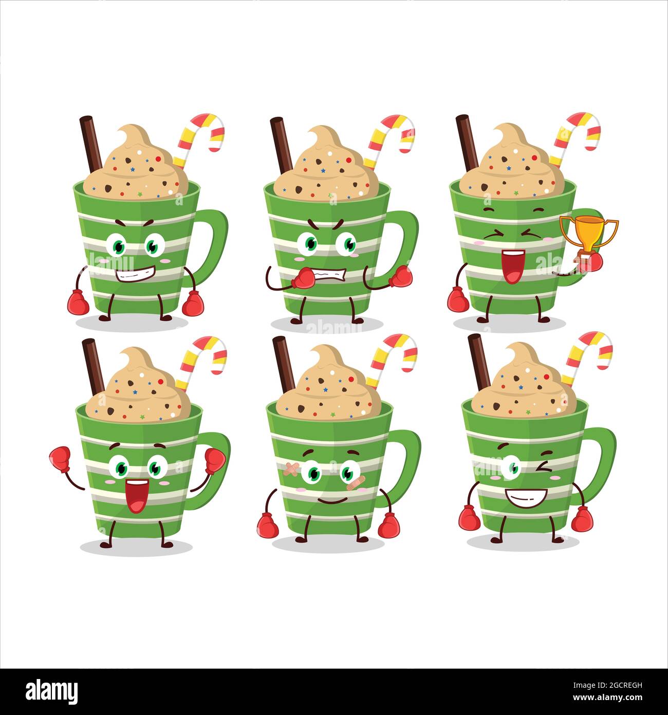 A sporty frappe chocolate boxing athlete cartoon mascot design. Vector ...