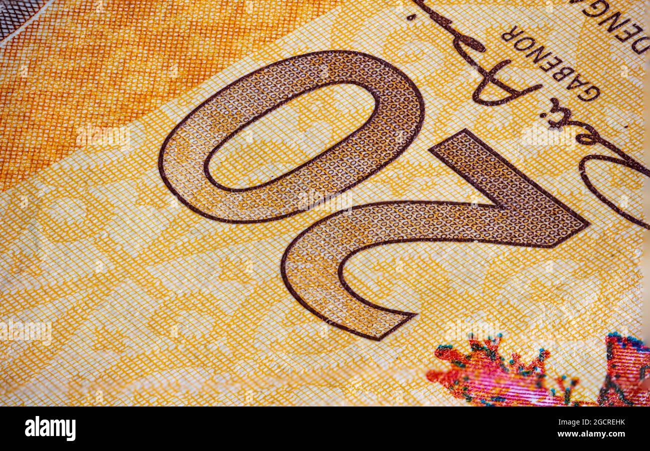 Macro close-up of 20 Malaysian Ringgit. Extreme close up of RM20 ...