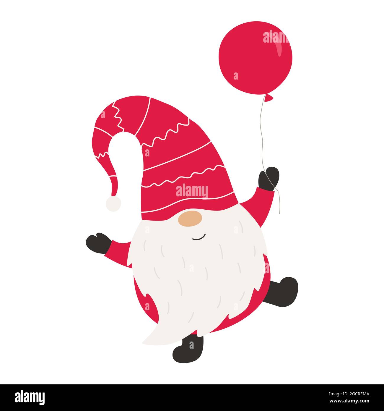 Cute christmas gnome with balloon. Vector illustration Stock Vector ...