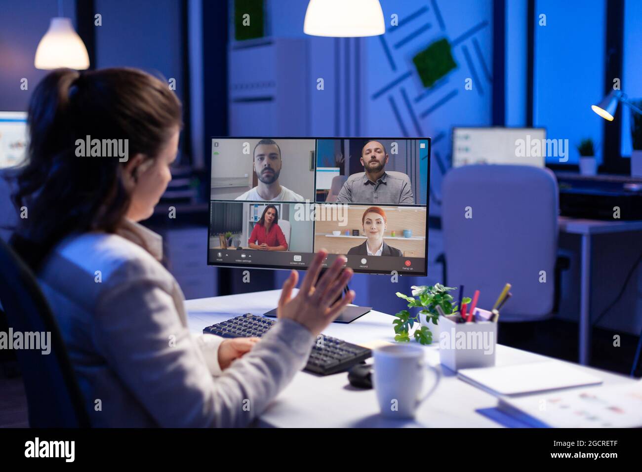 Professional start video call night hi-res stock photography and images ...