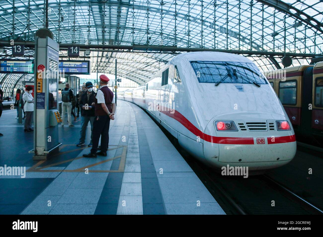 Berlin, Germany. 10th Aug, 2021. A Deutsche Bahn ICE train stands on a ...