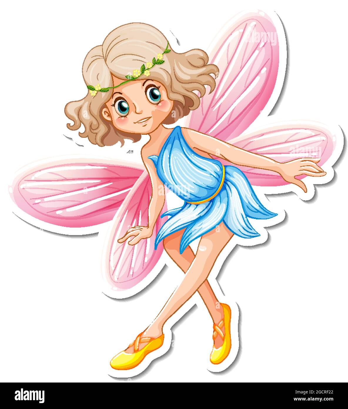 Beautiful fairy cartoon character sticker illustration Stock Vector ...
