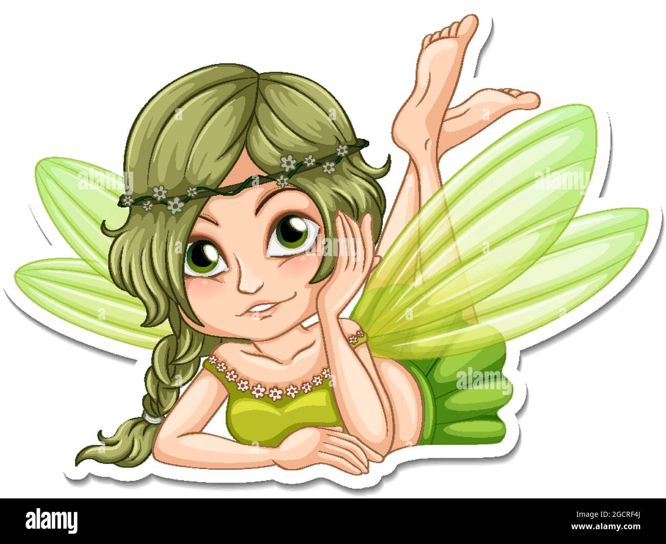 Beautiful fairy cartoon character sticker illustration Stock Vector ...