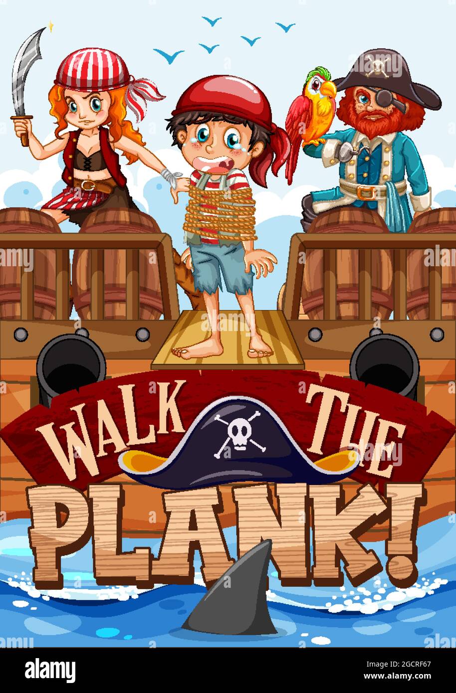 Pirate walk the plank Stock Vector Images - Alamy