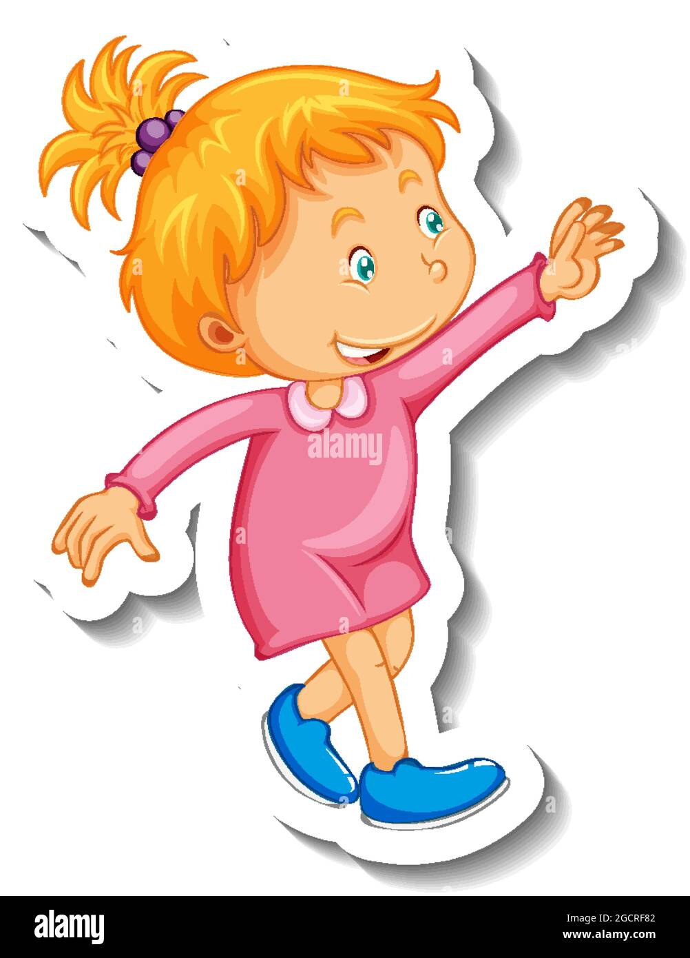 Sticker template with a little girl cartoon character isolated ...