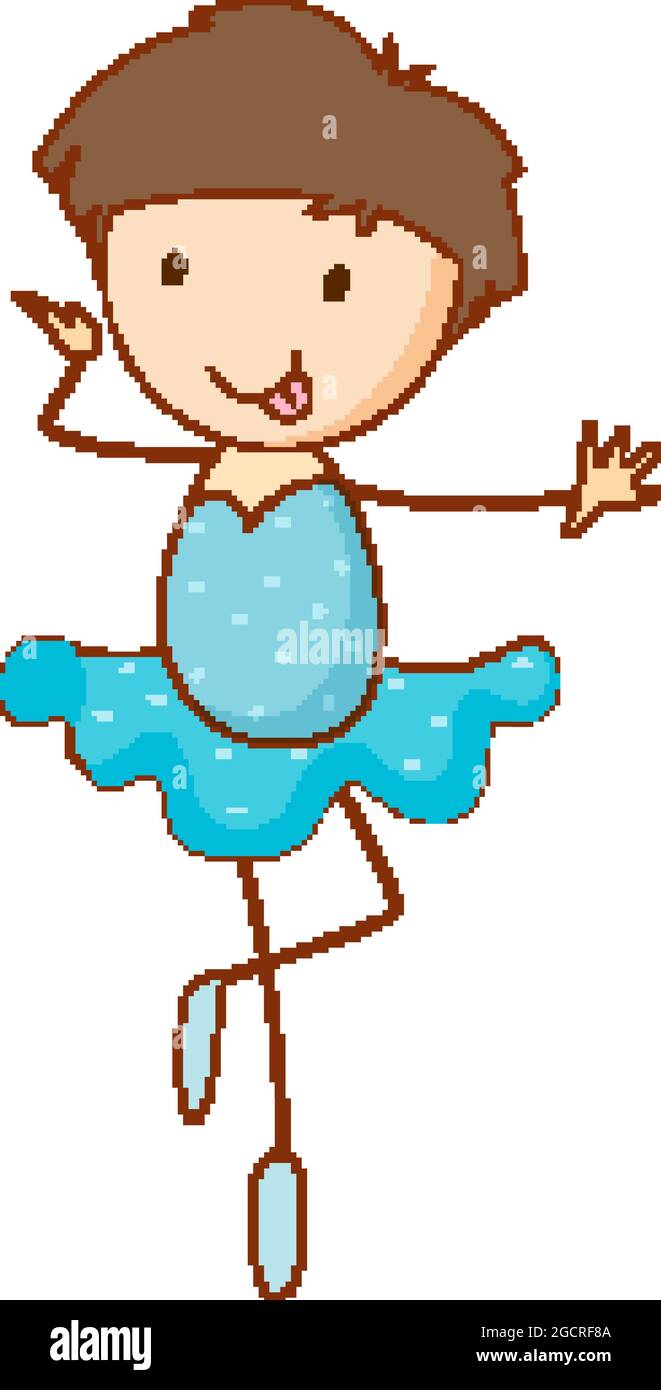 Ballet girl cartoon character in hand drawn doodle style isolated ...