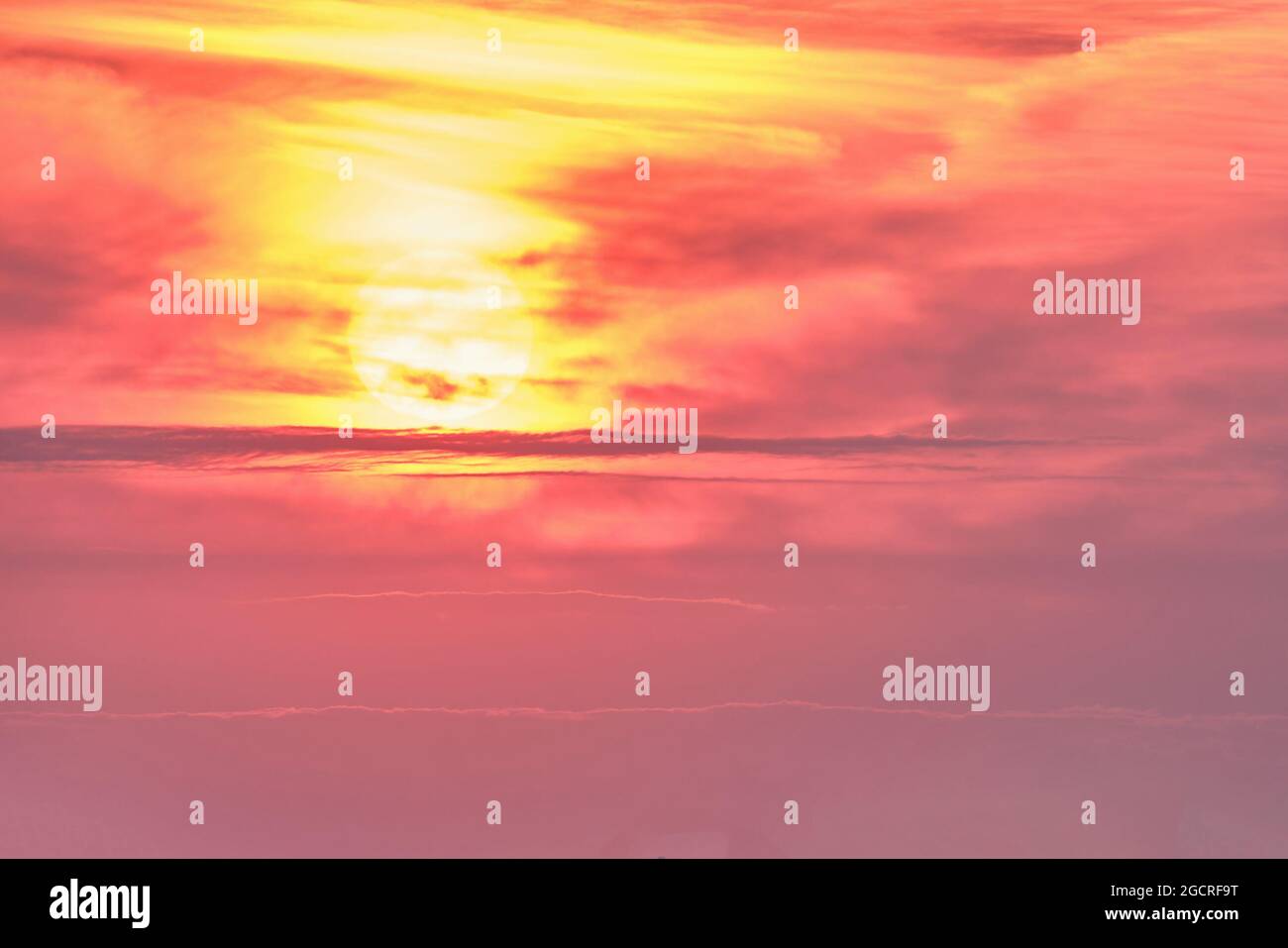 Haze in the evening red clouds during the heat, sunset Stock Photo - Alamy