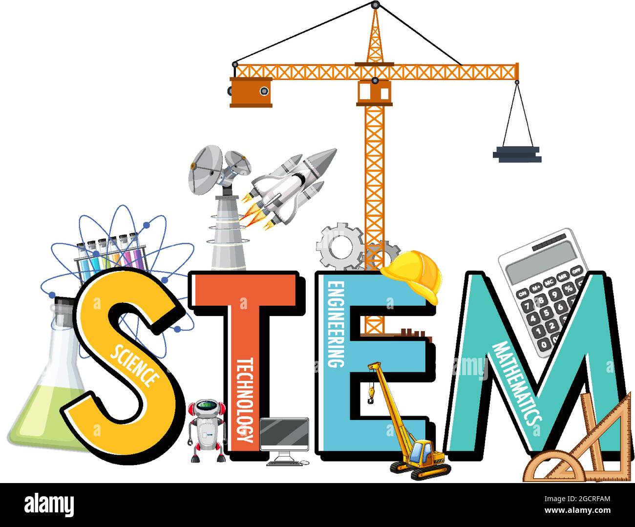 STEM education logo with icon ornament elements illustration Stock ...