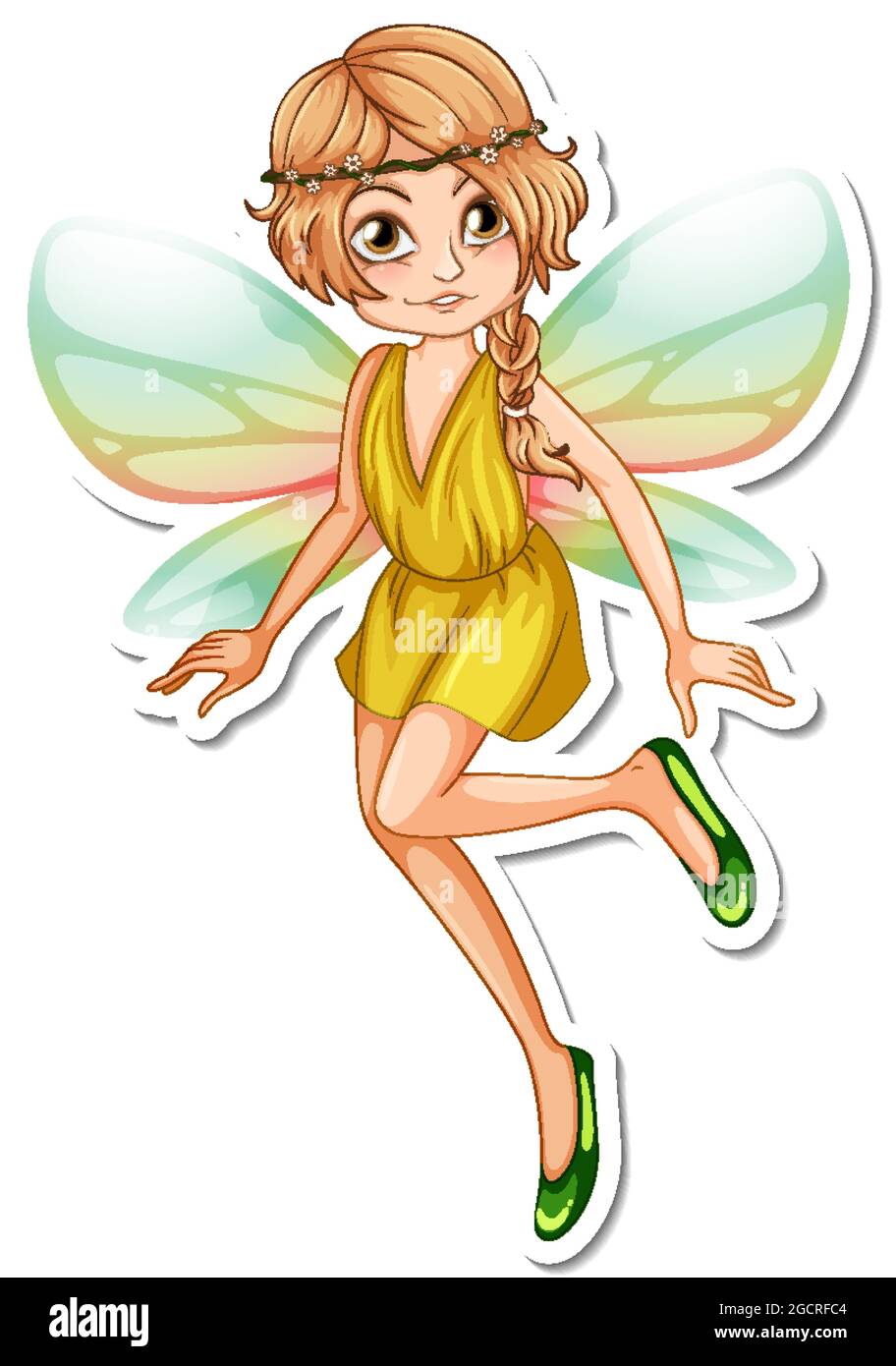 Beautiful fairy cartoon character sticker illustration Stock Vector ...