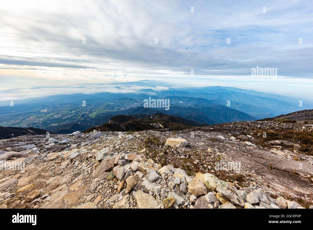 At the peak of Mount Kinabalu, Sabah, Borneo, Malaysia. The Mt Kinabalu ...
