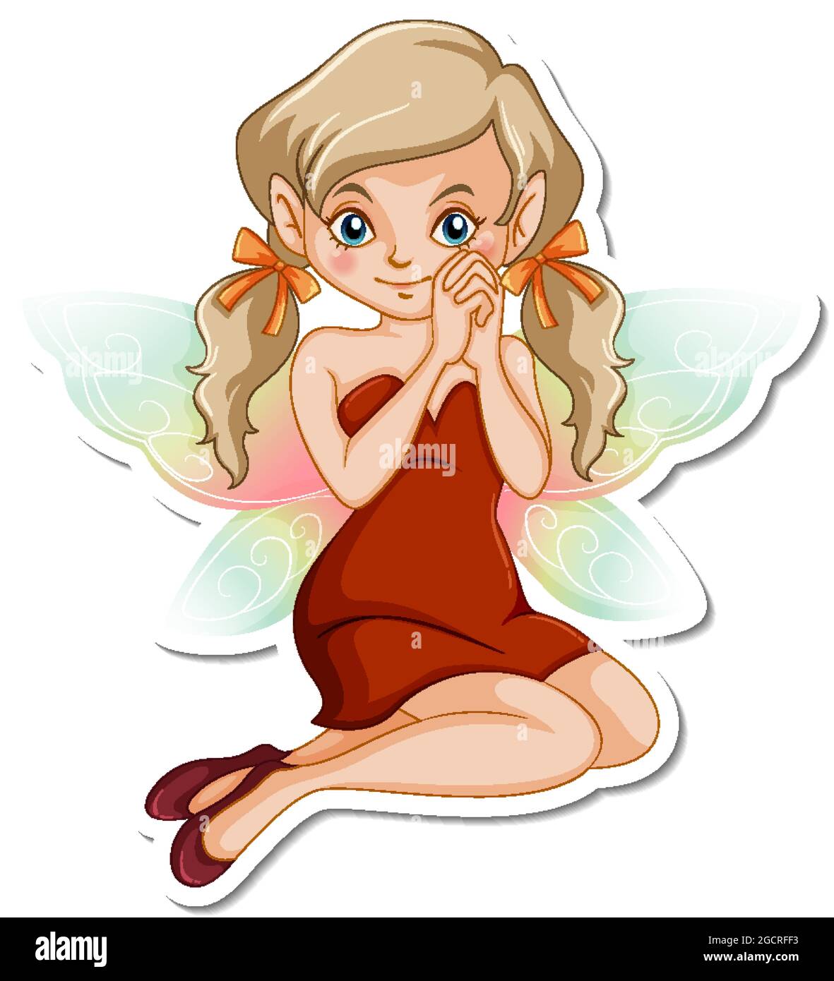 Beautiful fairy cartoon character sticker illustration Stock Vector ...