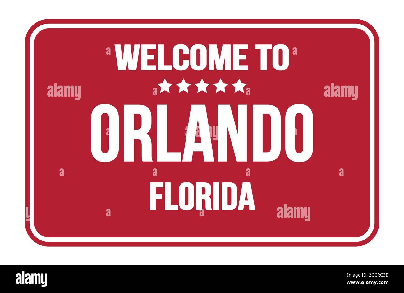 WELCOME TO ORLANDO - FLORIDA, on red rectangle street sign stamp Stock ...