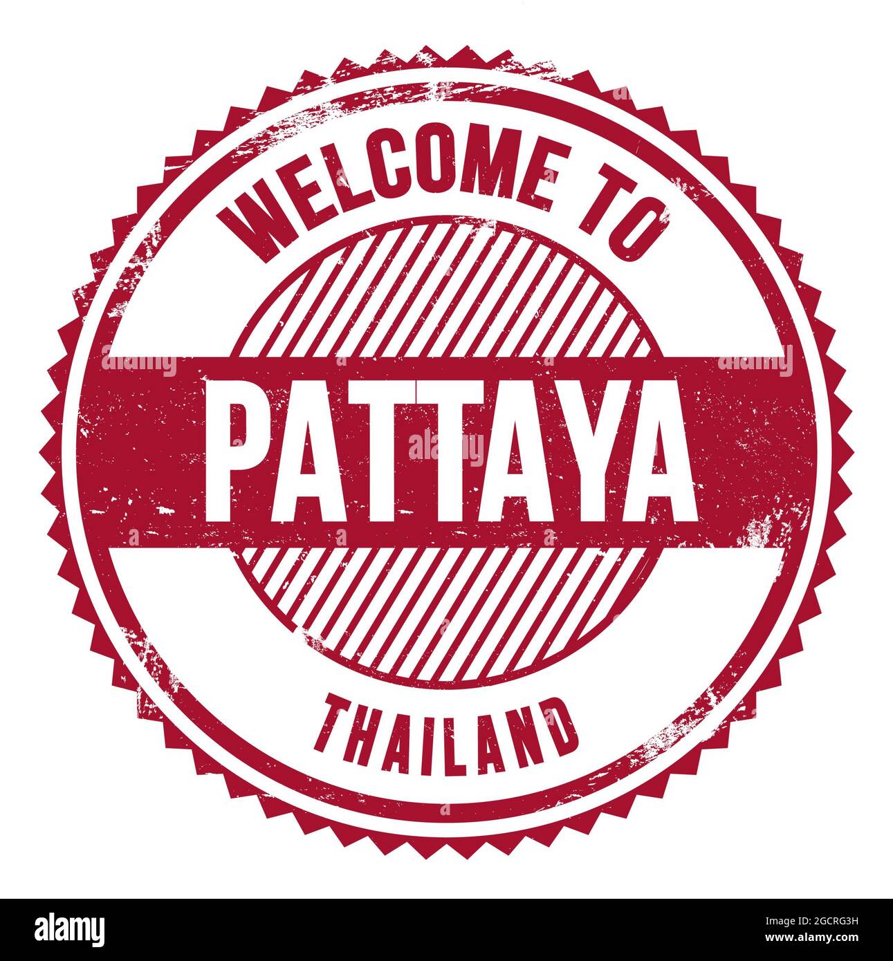 WELCOME TO PATTAYA - THAILAND, words written on red zig zag stamp Stock ...