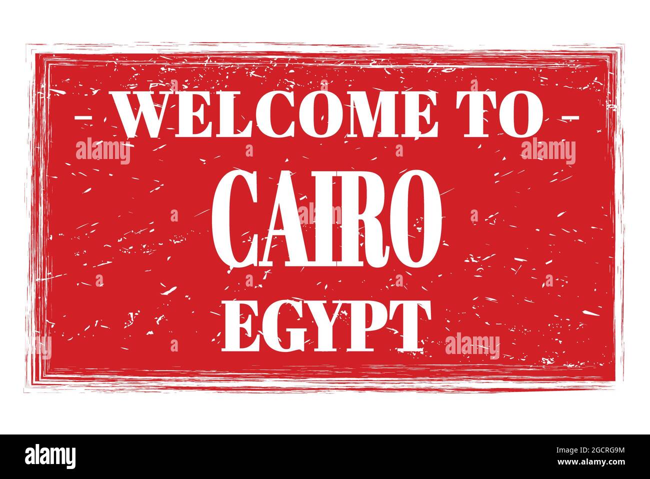 WELCOME TO CAIRO - EGYPT, words written on red rectangle post stamp ...