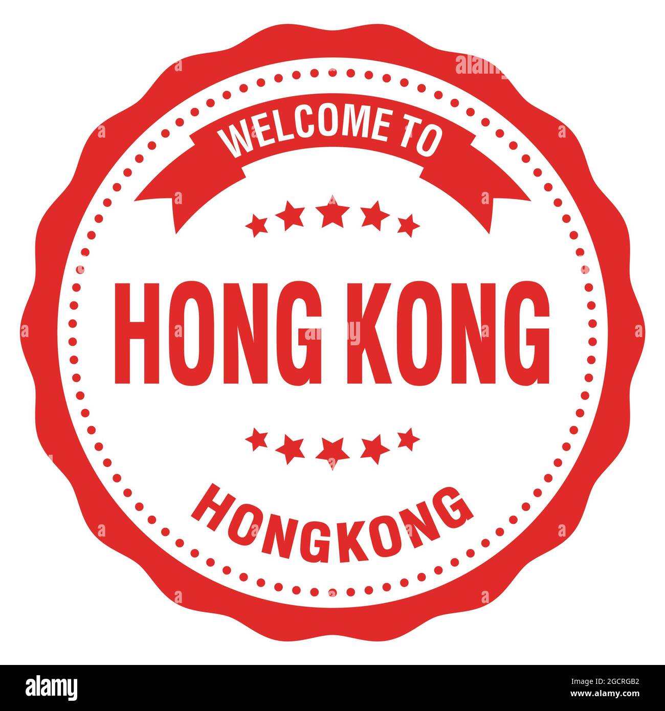 WELCOME TO HONG KONG - HONG KONG, words written on red round badge ...