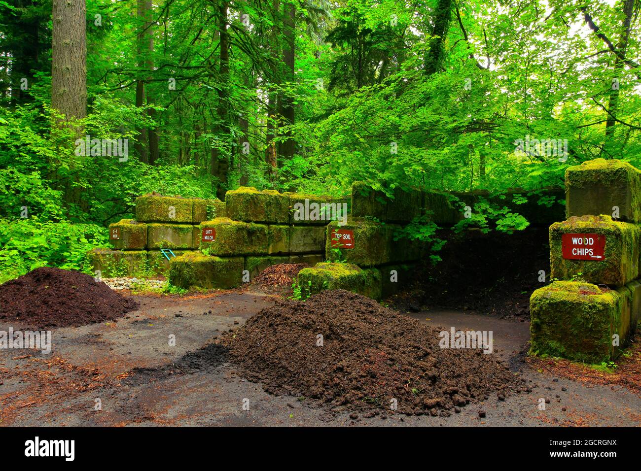 a exterior picture of an Pacific Northwest forest park compost station ...