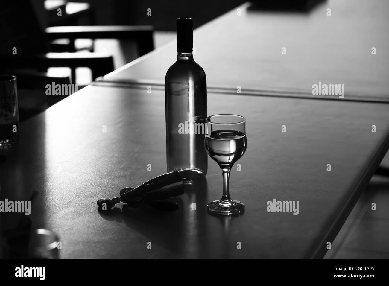 Wine tasting experience at the wine bar: red wine on the table Stock ...