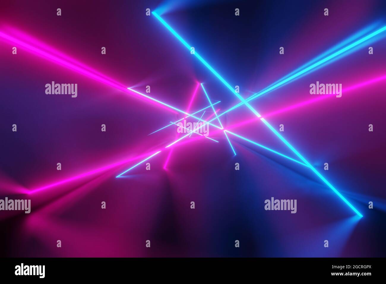 Abstarct, colorful and glowing neon smoke lines on dark background ...