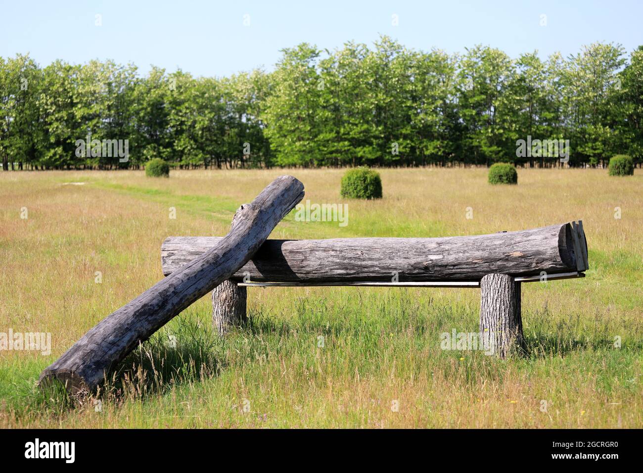 Cross-country wooden fence obstacle for an equestrian cross country ...