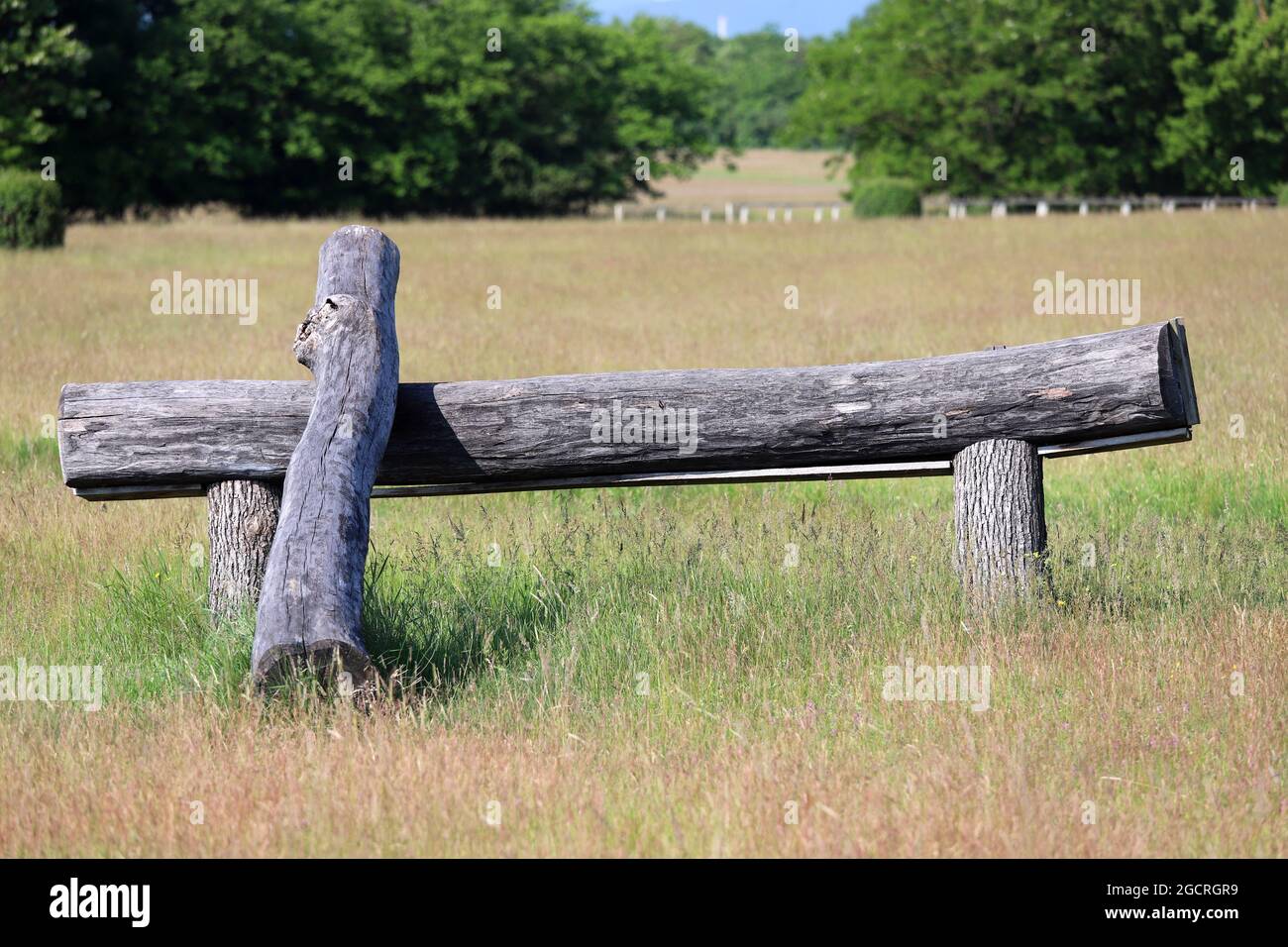 Cross-country wooden fence obstacle for an equestrian cross country ...