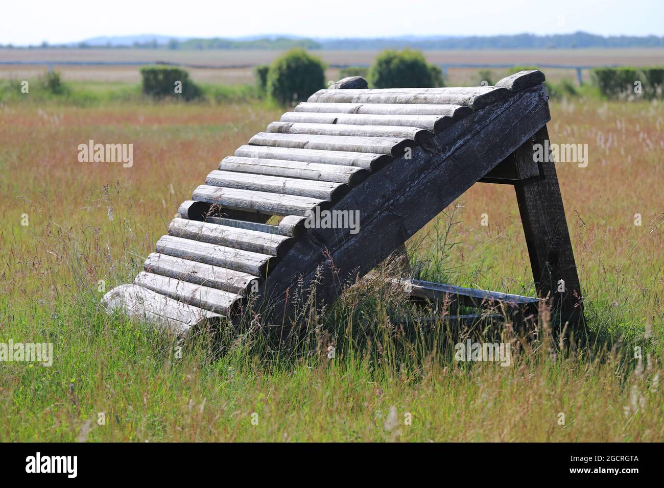 Cross-country wooden fence obstacle for an equestrian cross country ...