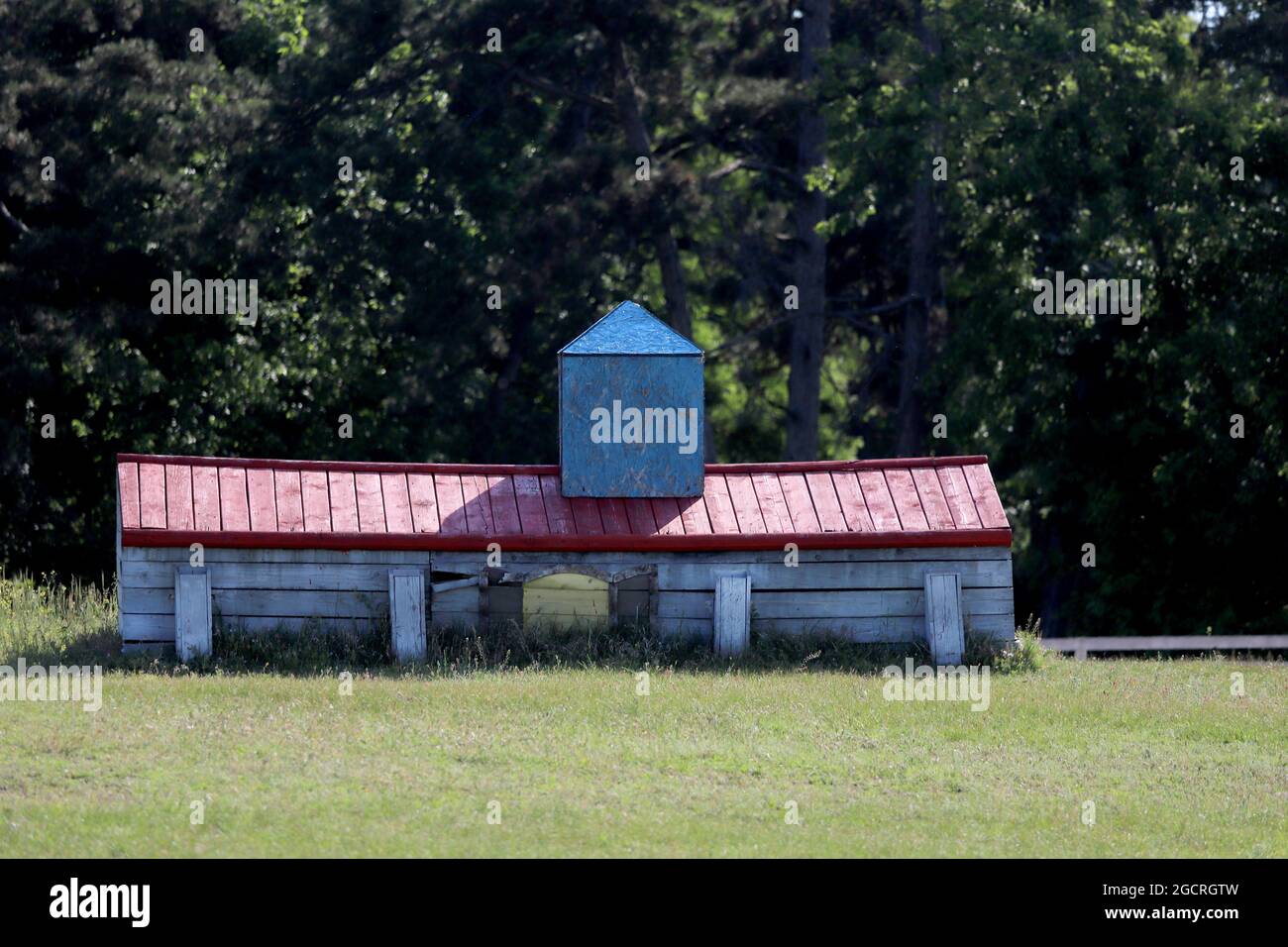 Cross-country wooden fence obstacle for an equestrian cross country ...