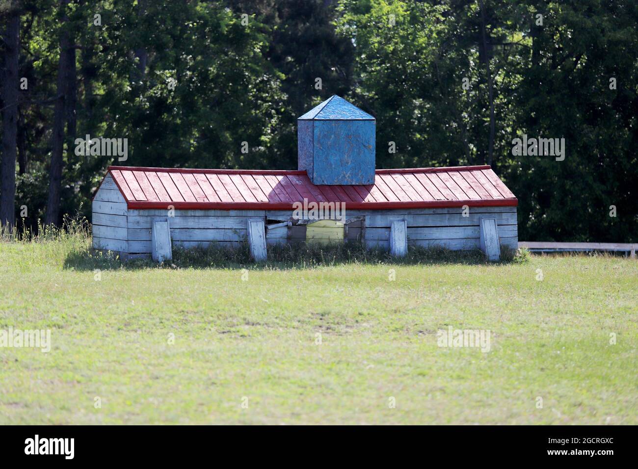 Cross-country wooden fence obstacle for an equestrian cross country ...