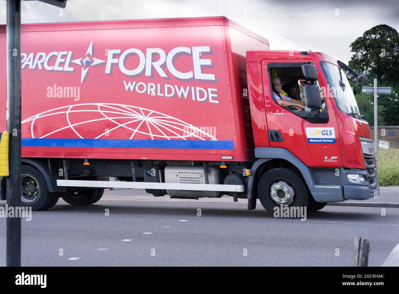 Parcel force truck on route to delivery seen in A20 across Greenwich ...