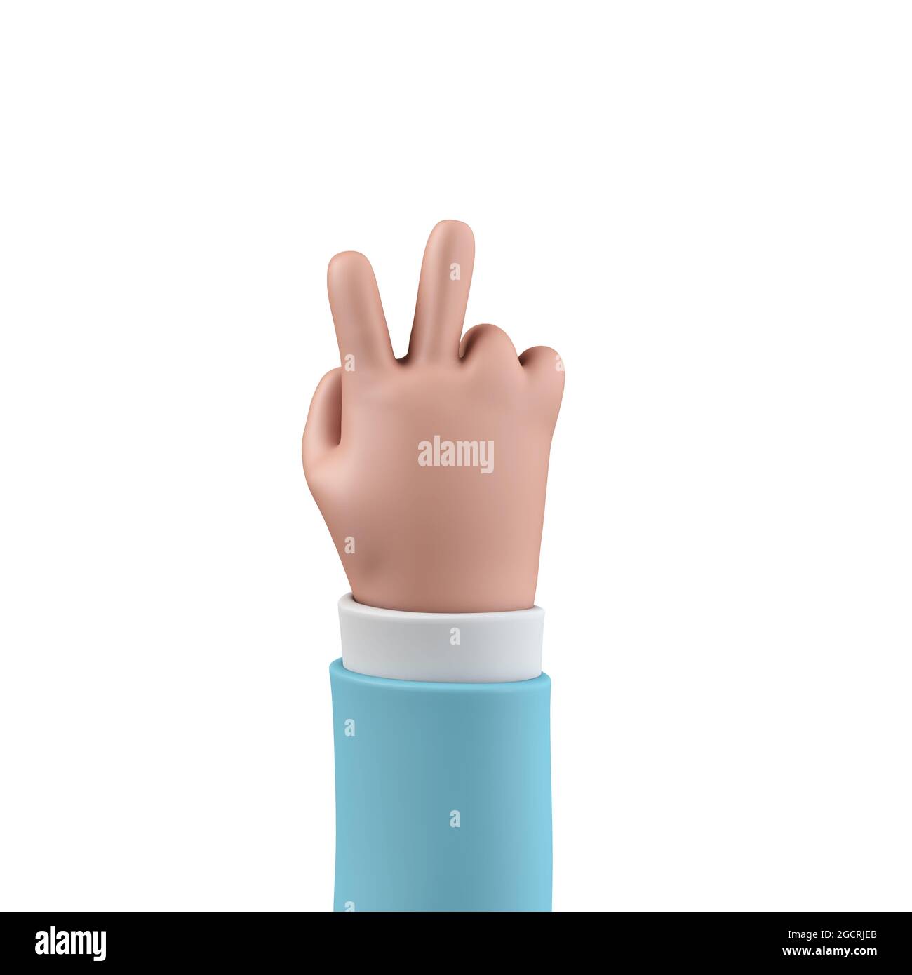 Cartoon character style hand showing a victory v sign. 3D Rendering ...