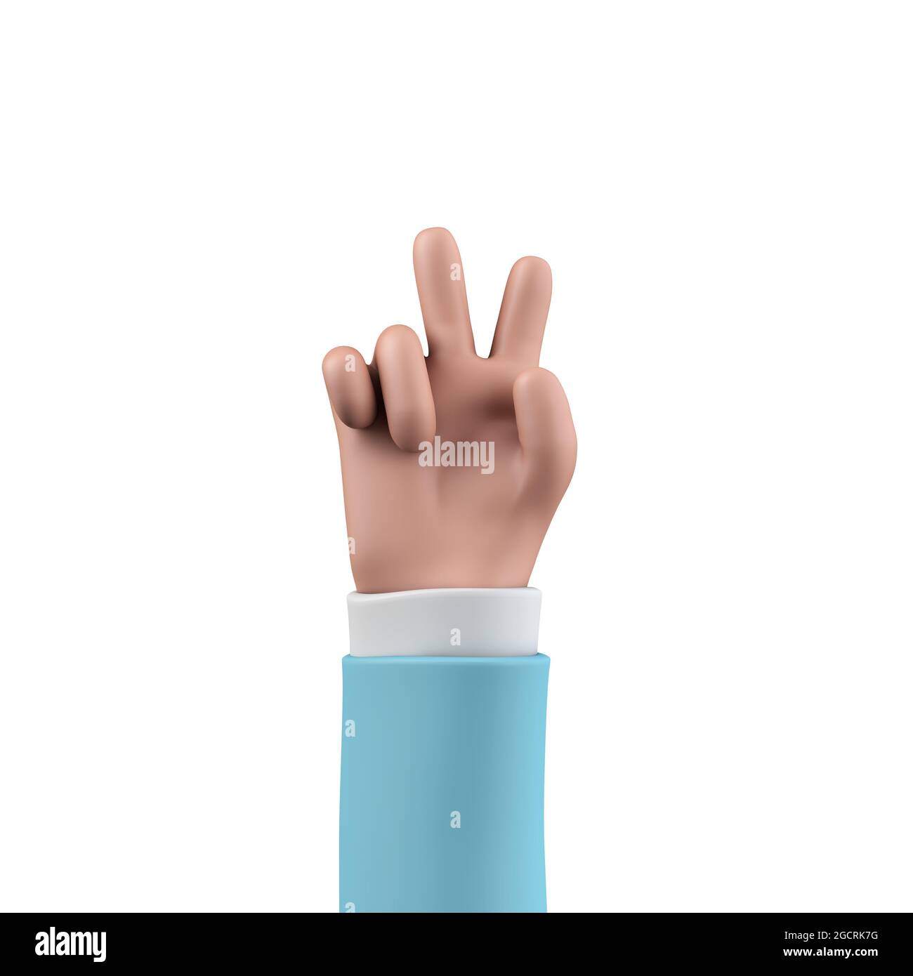 Cartoon character style hand showing a victory v sign. 3D Rendering ...
