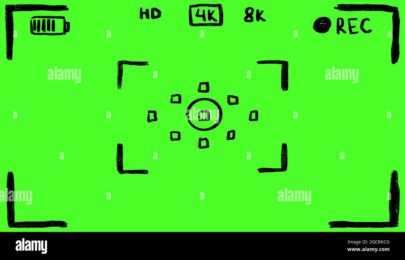Camera Frame viewfinder screen doodle mockup. Simple hand drawn video ...