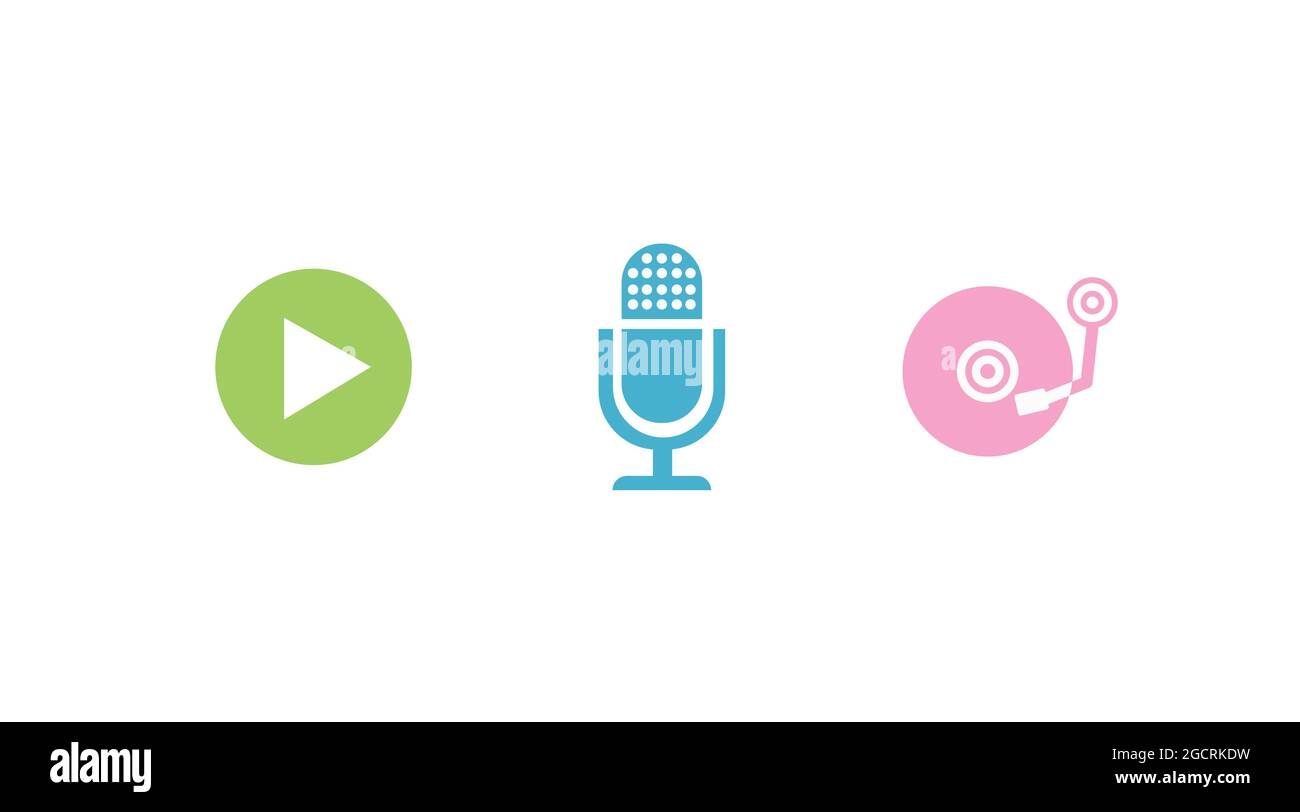 Music Icon Set. Vector isolated editable flat illustration of a ...