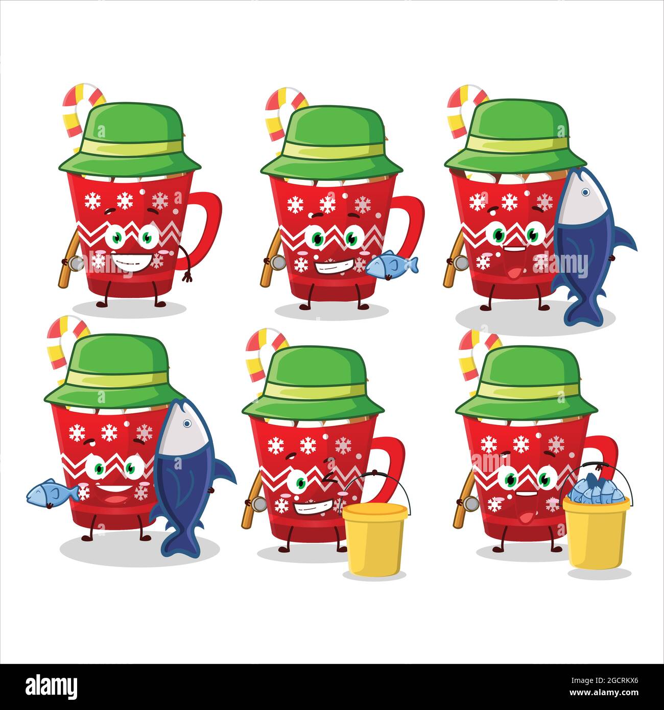 A fisherman hot chocolate with gingerbread cartoon picture catch a big ...