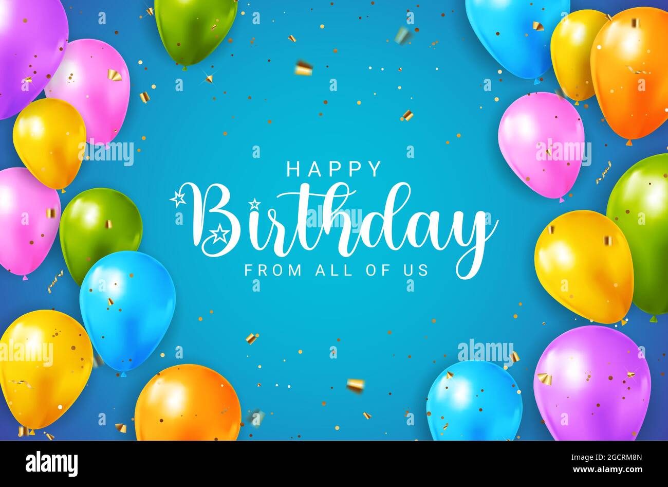 Happy Birthday Congratulations Banner Design With Confetti Balloons
