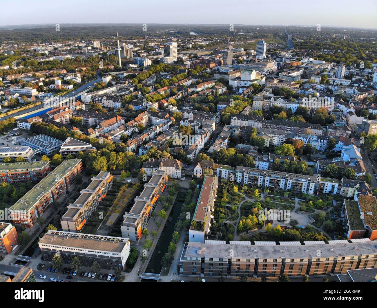 Duisburg city aerial view in Germany. Downtown Duisburg, Germany Stock ...