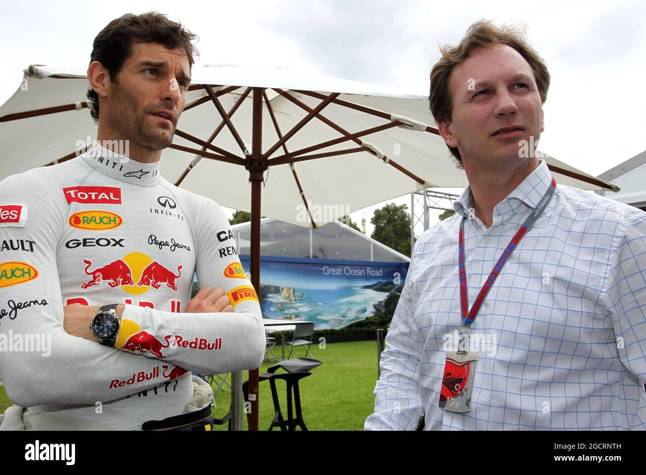 Mark Webber (AUS) Red Bull Racing with Christian Horner (GBR) Red Bull ...