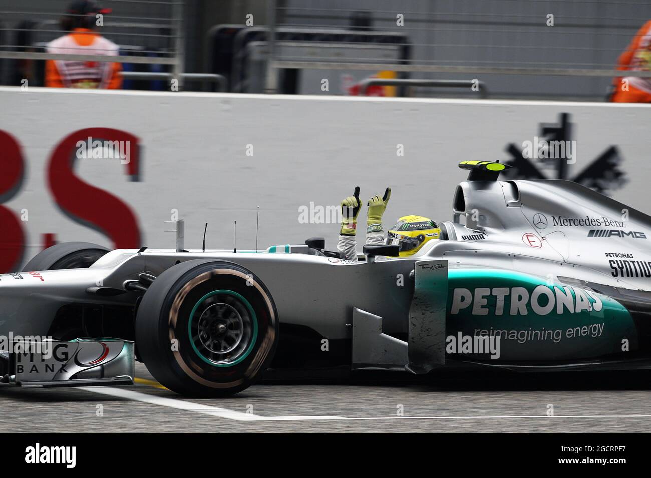 Mercedes amg f1 w03 celebrates at end of race hi-res stock photography ...