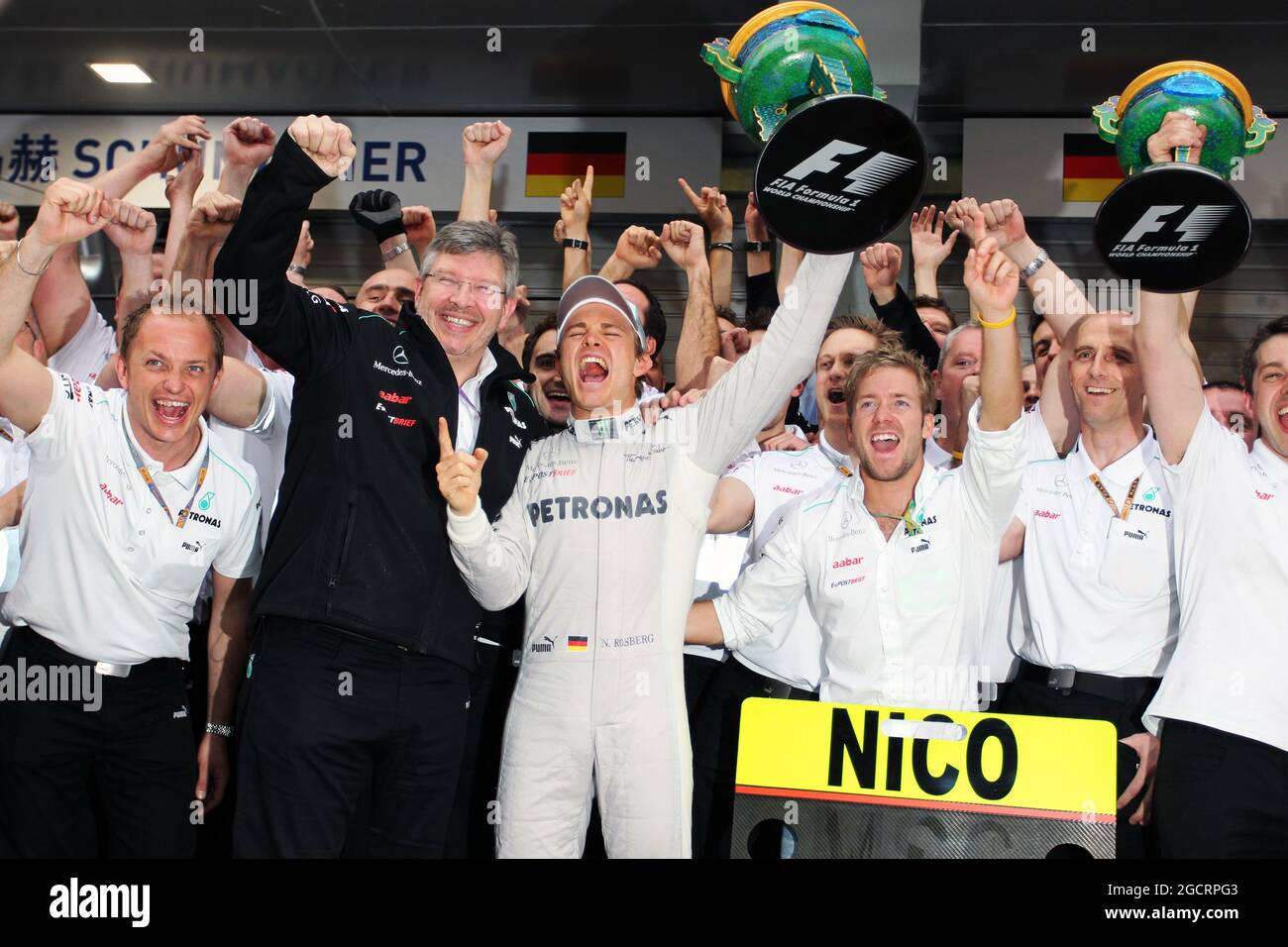 Mercedes amg f1 test reserve driver rest of team hi-res stock ...