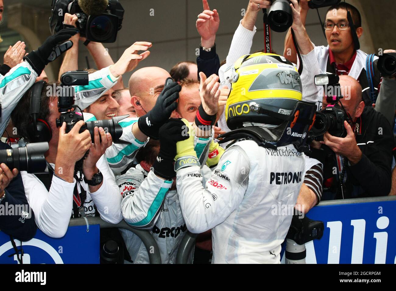 Race winner Nico Rosberg (GER) Mercedes AMG F1 celebrates in parc ferme ...