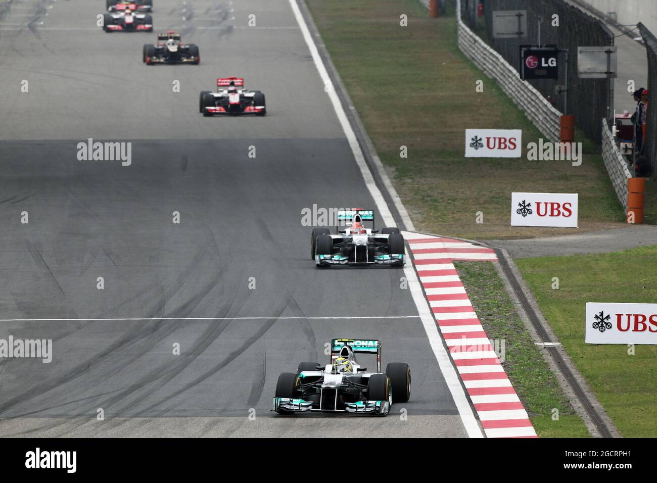 Mercedes amg f1 w03 leads michael schumacher hi-res stock photography ...