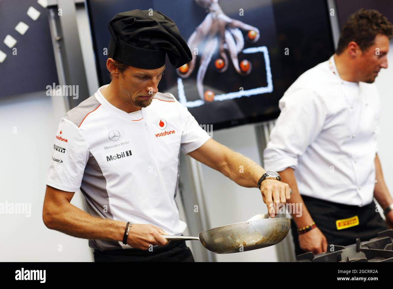 Jenson Button (GBR) McLaren at a Pirelli cooking competition. 23.05. ...