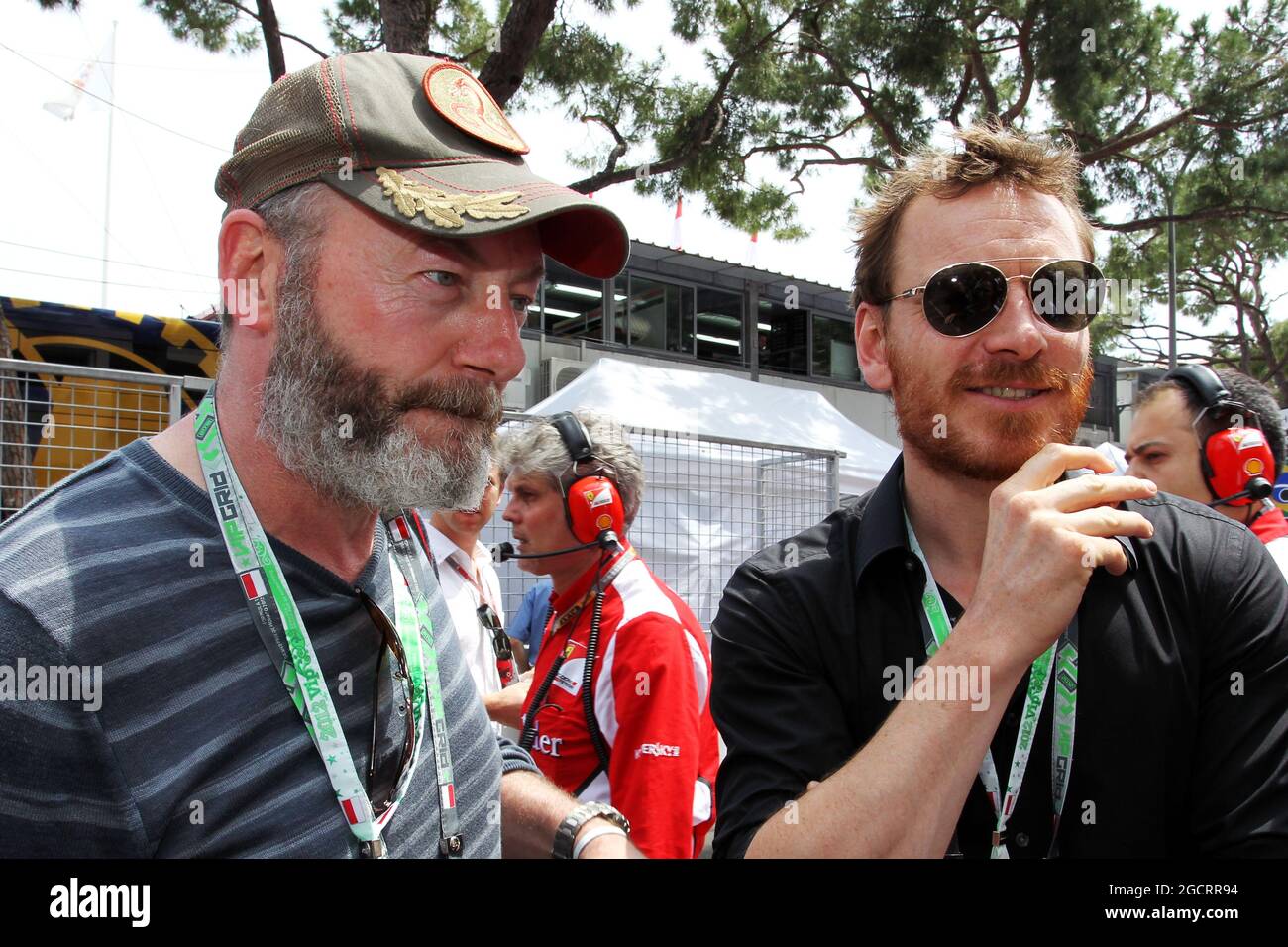 Liam Cunningham and Michael Fassbender at the Monaco Grand Prix, Sunday ...